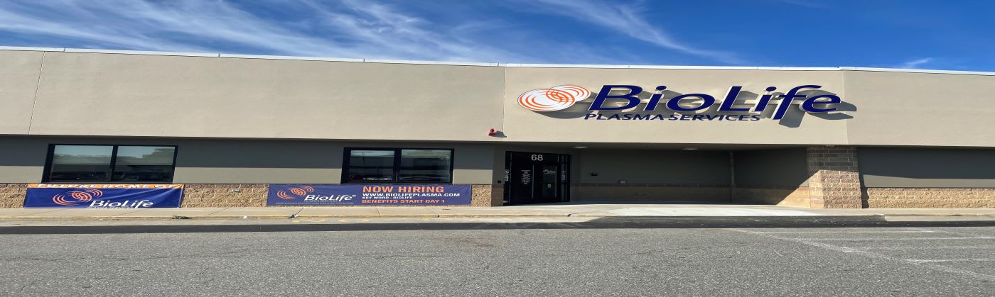 Standard BioLife Plasma Services sign and plasma donation center.