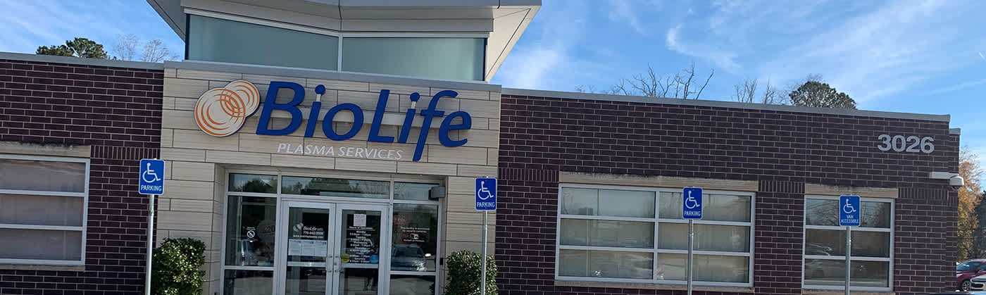 Front entrance of BioLife Plasma Services plasma donation center in ...