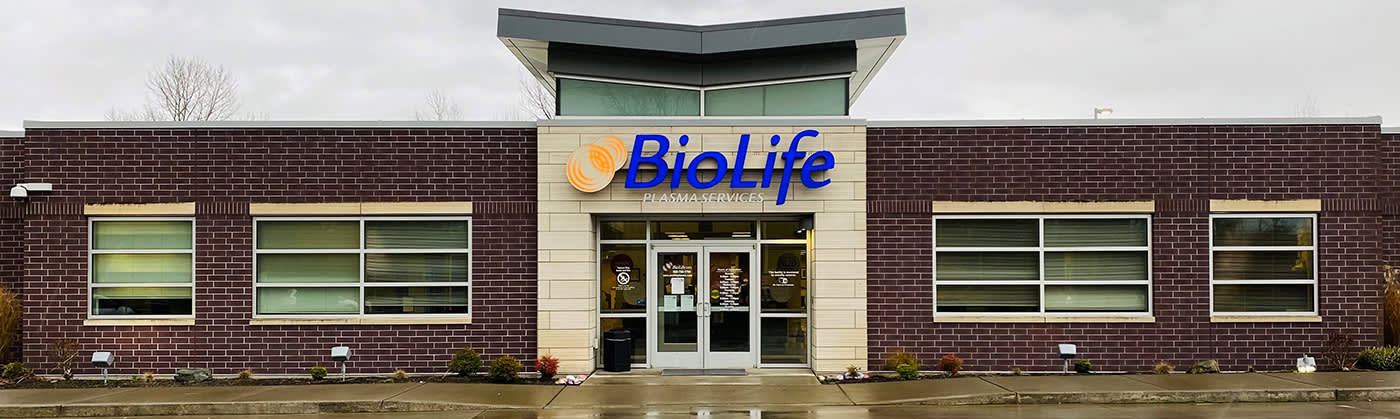 Front entrance of BioLife Plasma Services plasma donation center in ...