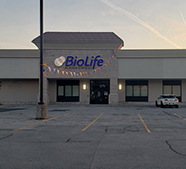 Celebration flags at entrance of BioLife Plasma Services plasma ...