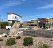 Parking lot view of unique sign and BioLife Plasma Services plasma ...