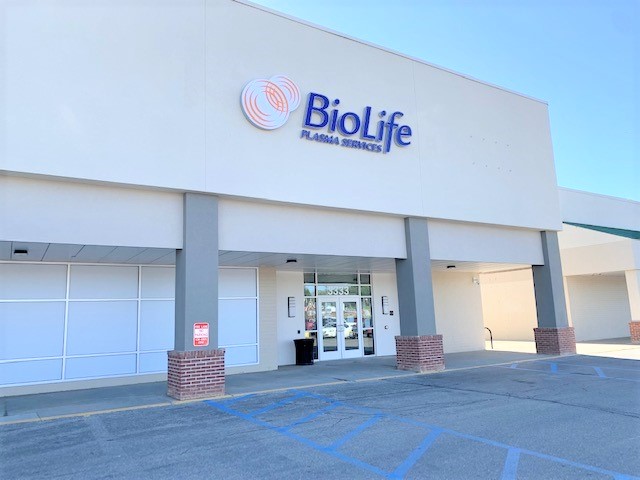 BioLife Plasma Services plasma donation center in Des Moines, Iowa.