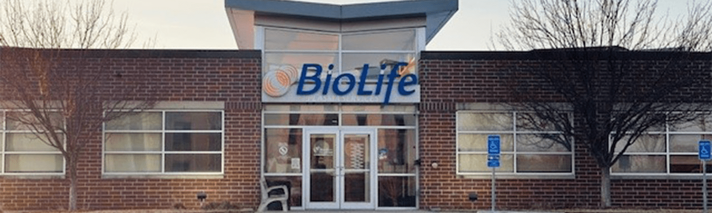 Standard BioLife Plasma Services sign and plasma donation center.