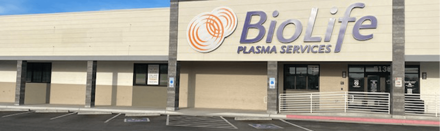 Front entrance of BioLife Plasma Services plasma donation center in ...