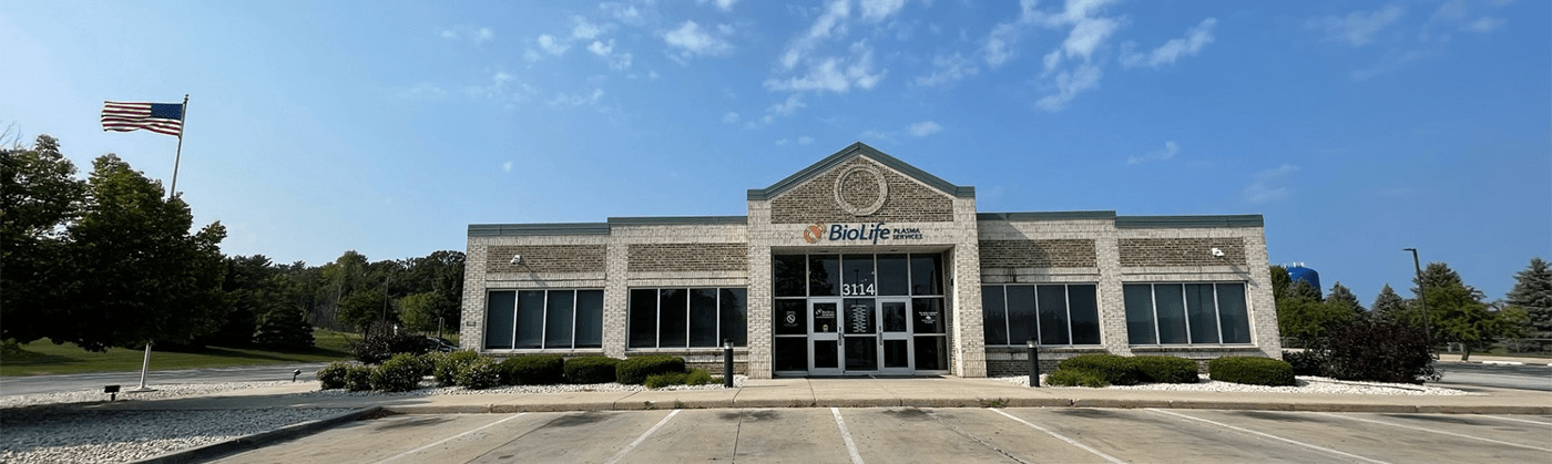 Front entrance of BioLife Plasma Services plasma donation center in ...