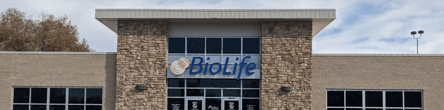 Front entrance of BioLife Plasma Services plasma donation center in ...