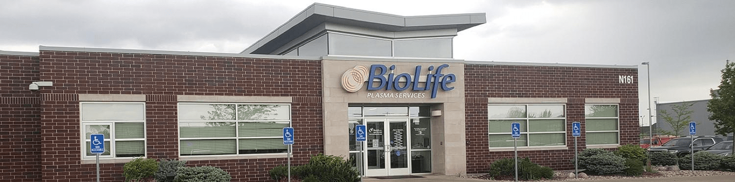Front entrance of BioLife Plasma Services plasma donation center in ...