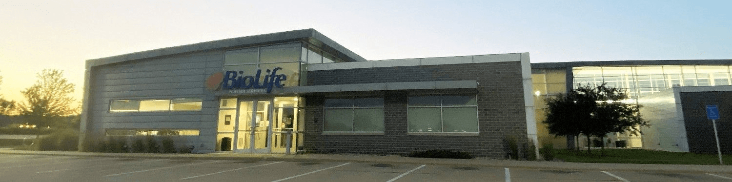 Sunset view of BioLife Plasma Services plasma donation center in ...