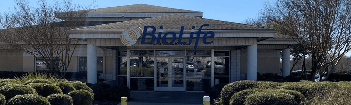 Front entrance of BioLife Plasma Services plasma donation center in ...