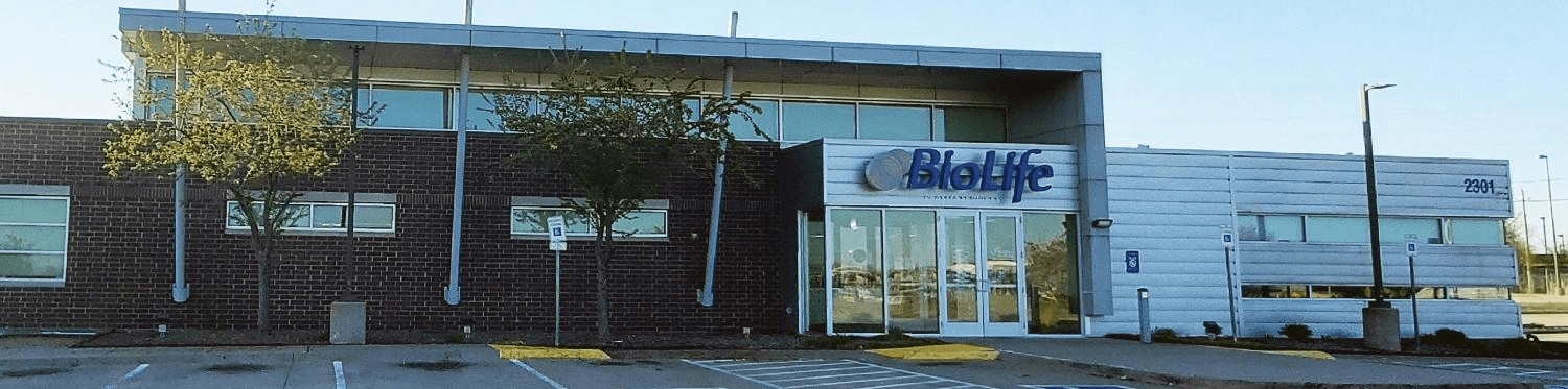 Front entrance of BioLife Plasma Services plasma donation center in ...