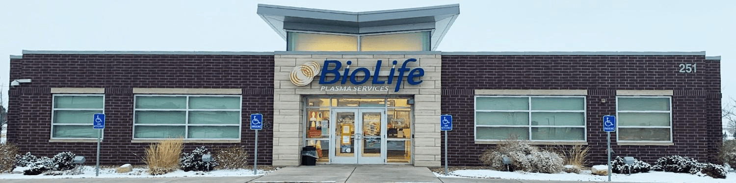 Snow on the ground at entrance of BioLife Plasma Services plasma ...