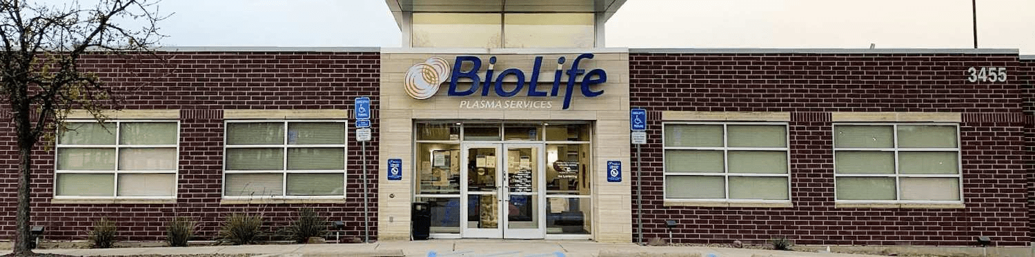Standard BioLife Plasma Services sign and plasma donation center.