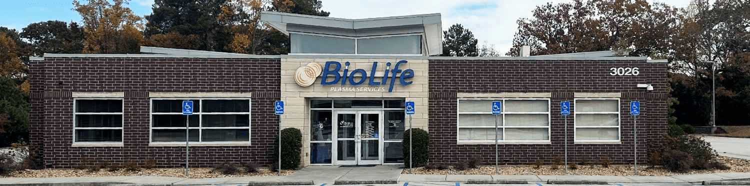 Front entrance of BioLife Plasma Services plasma donation center in ...