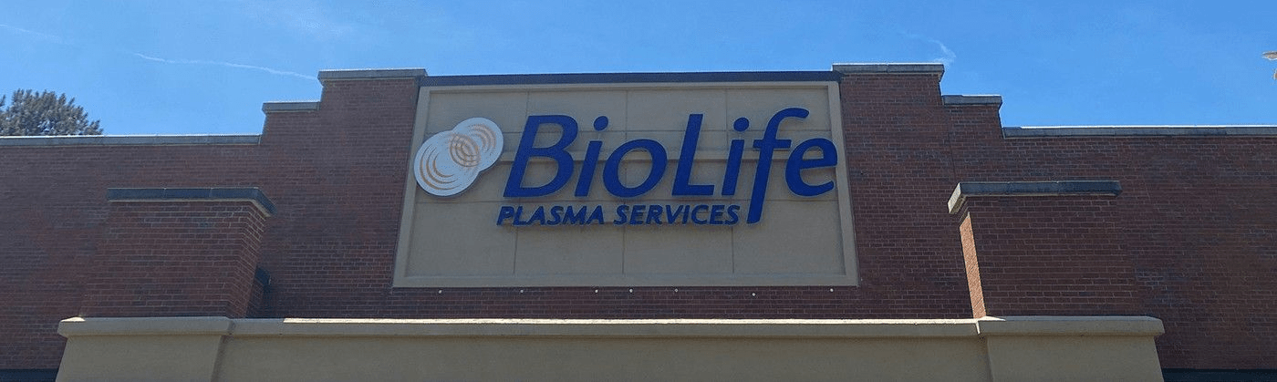 Front entrance of BioLife Plasma Services plasma donation center in ...