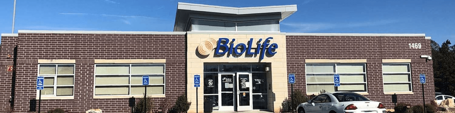 Front entrance of BioLife Plasma Services plasma donation center in ...