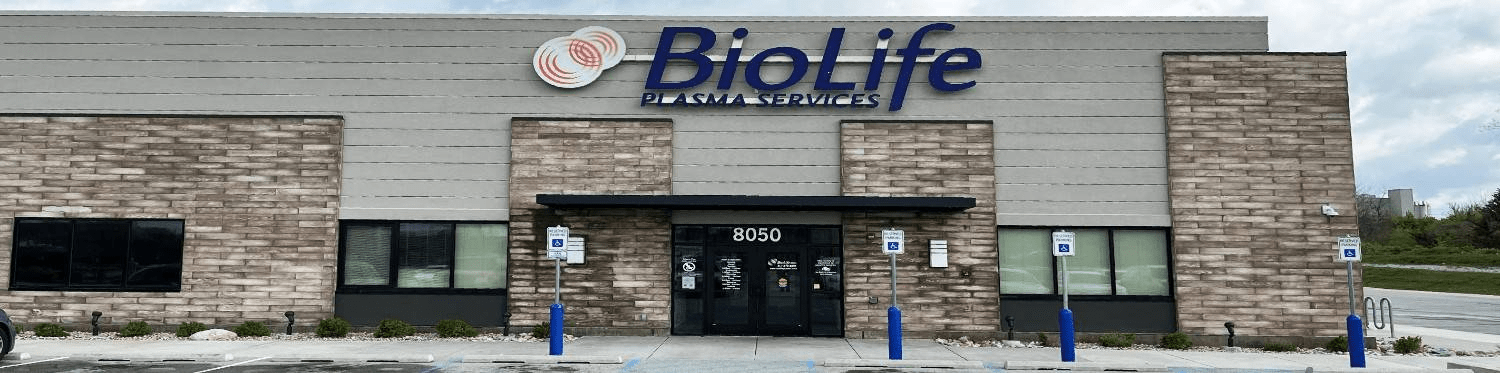 Front entrance of BioLife Plasma Services plasma donation center in ...