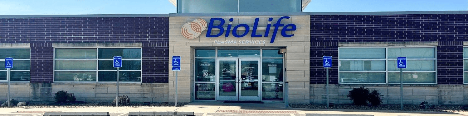 Front entrance of BioLife Plasma Services plasma donation center in ...