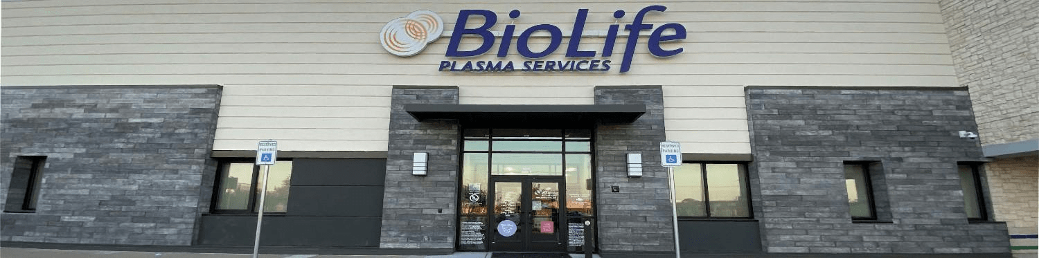 Front entrance of BioLife Plasma Services plasma donation center in ...