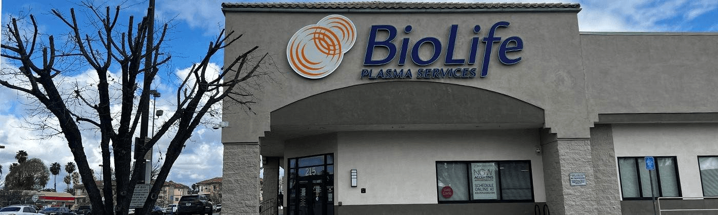 Standard BioLife Plasma Services sign and plasma donation center.