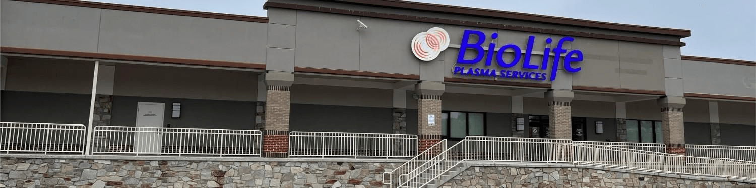 Front entrance of BioLife Plasma Services plasma donation center in ...