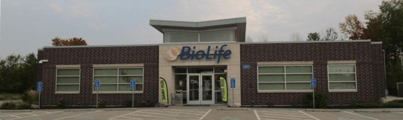 Front entrance of BioLife Plasma Services plasma donation center in ...