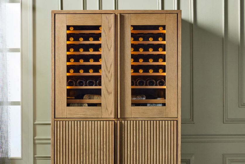 Touraine Reeded Bar Cabinet with Integrated Cooling
