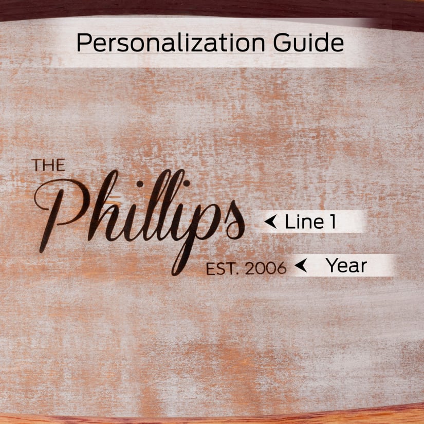 Personalized Whitewashed Barrel Head Serving Tray With Name and Year