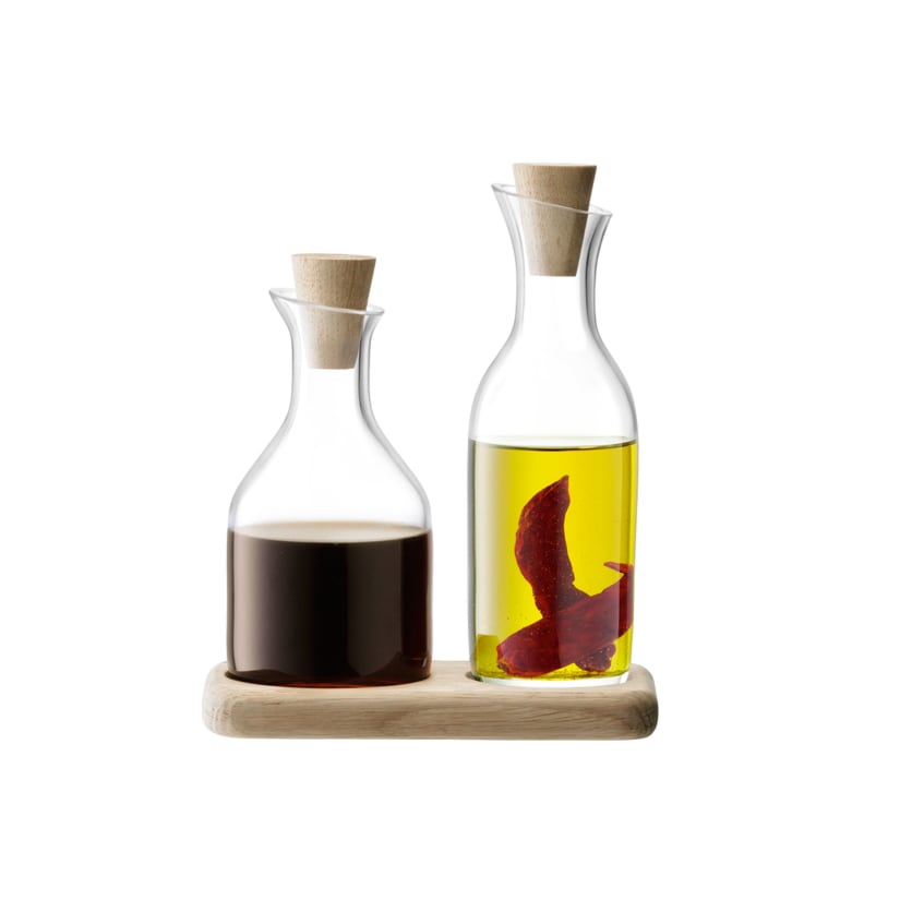 LSA Oil & Vinegar Serving Set with Oak Base