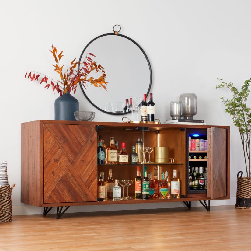 Salinas Bar Credenza With Integrated Wine and Beverage Coolers