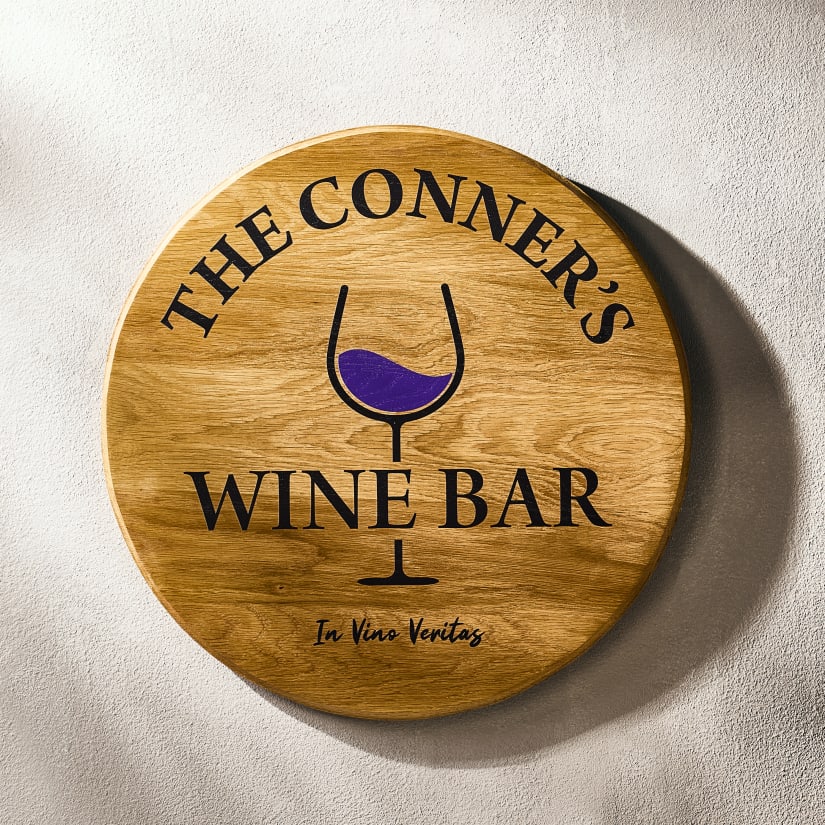 Personalized Reclaimed Wine Barrel Head Wall Sign - Wine Bar