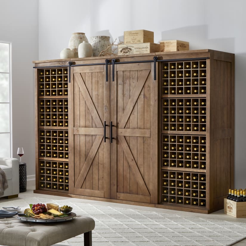 Sliding barn door bar cabinet store