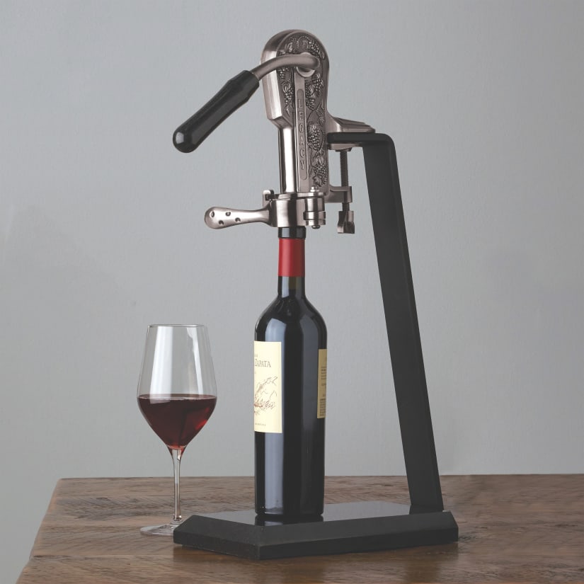 Legacy Corkscrew with Black Marble Stand & Handle Pewter Not Personalized