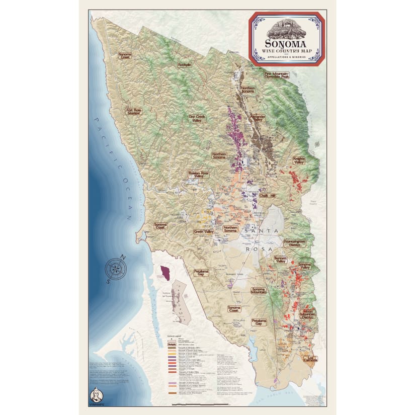 Sonoma Wine Country Map Giclée