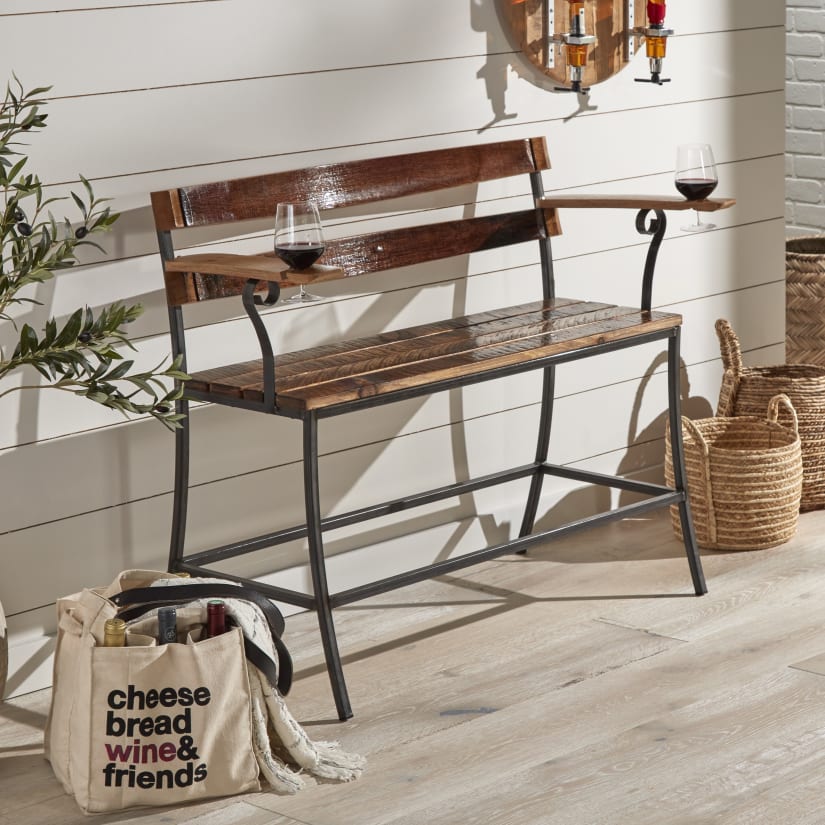 Reclaimed Wine Barrel Garden Bench