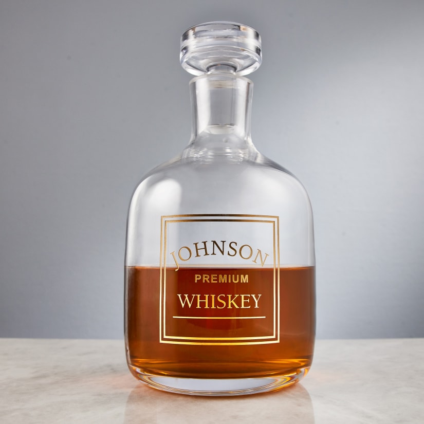 Personalized Astor Decanter - Johnson Design in Gold Fill