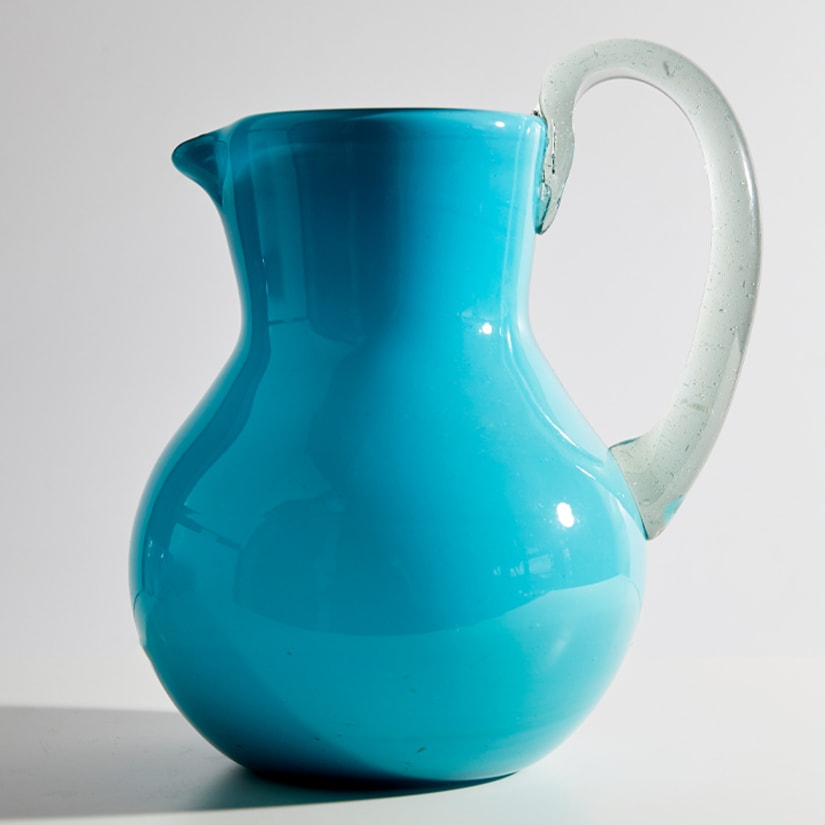 Authentic Mexican Handblown Aqua Glass Pitcher