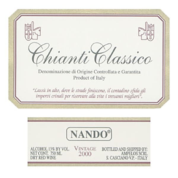 Nando 2000 Sangiovese (Chianti Classico) Rating and Review | Wine ...