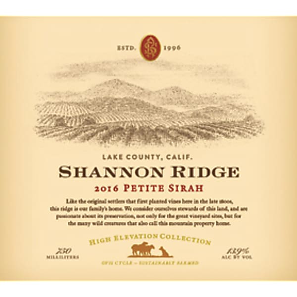 Shannon Ridge 2016 High Elevation Collection Petite Sirah (Lake County) Rating and Review | Wine ...