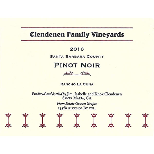 Clendenen Family 2019 Rancho La Cuna Pinot Noir (Santa Barbara County ...