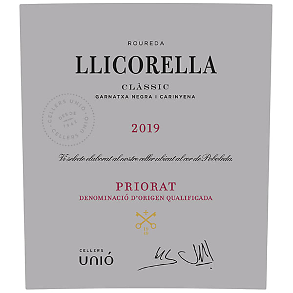 Cellers Unió 2019 Roureda Llicorella Clàssic Garnatxa Negra Carinyena ...