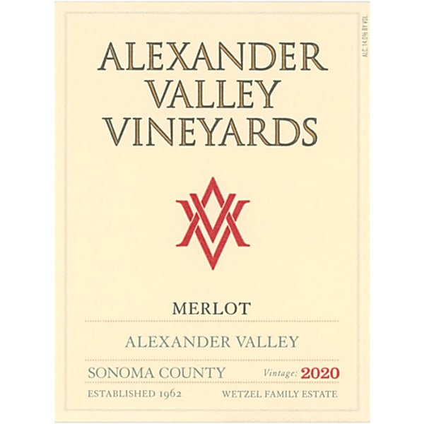 Alexander Valley Vineyards 2020 Wetzel Family Estate Merlot (Sonoma ...