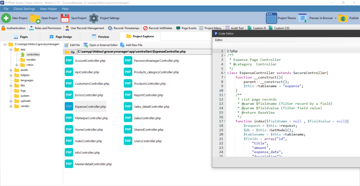 PHPRad - The Advance Rapid Application Development Environment in PHP/Mysql