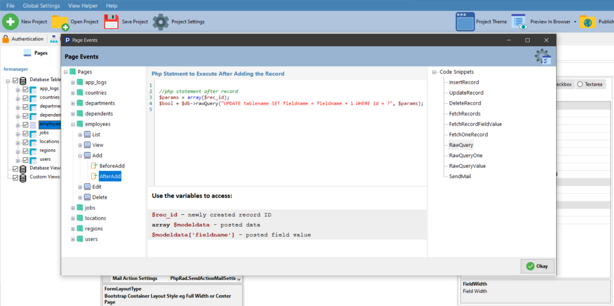 PHPRad - The Advance Rapid Application Development Environment in PHP/Mysql