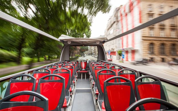 Inside the comfortable and spacious WOW Krakow Sightseeing Bus ...