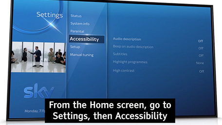 Sky Help: Using the accessibility settings on your Sky Q box