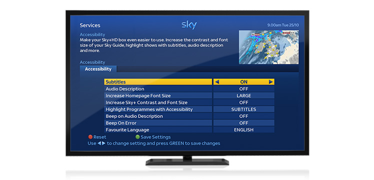 Sky Help: Set up Sky TV accessibility settings in your Sky Guide