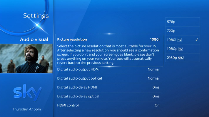 Changing the screen resolution setting | Sky Help | Sky.com