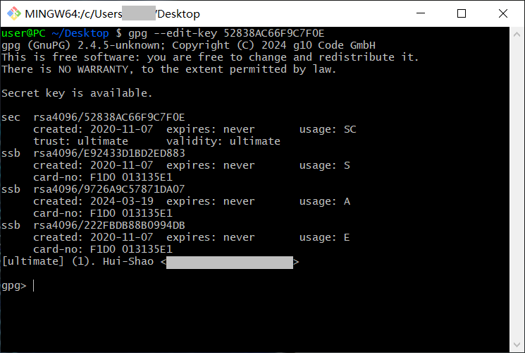Canokey 应用之 GPG | Hui-Shao's Blog