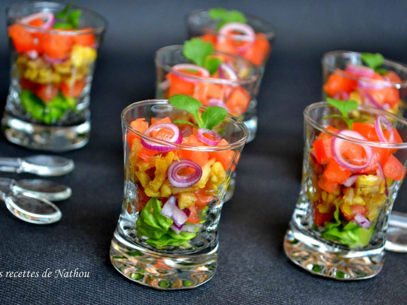 Verrines de poulet épicé au curry : recette Verrines de poulet épicé au ...