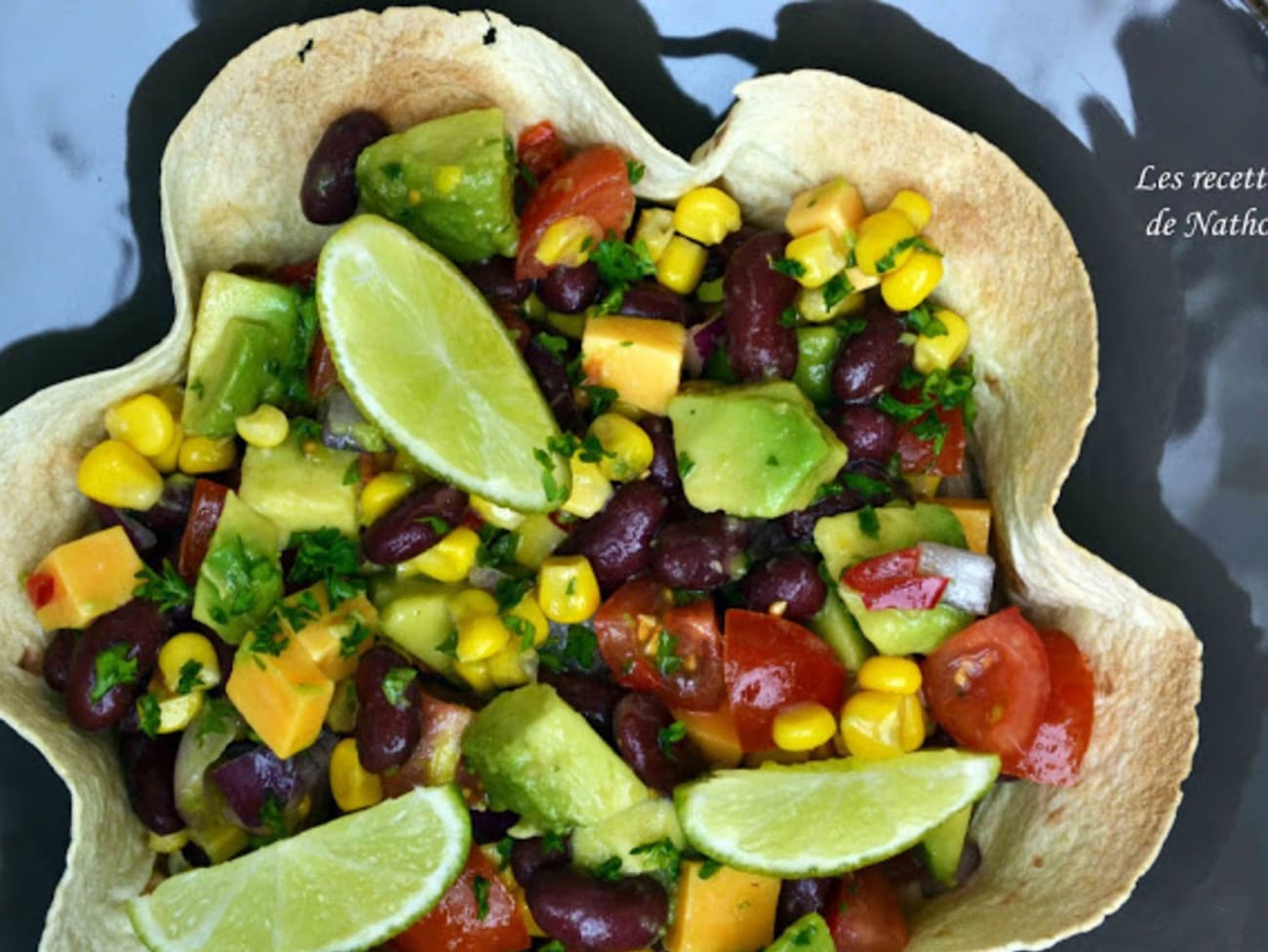 Salade de haricots rouges, avocat, maïs et cheddar : recette Salade de ...